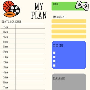 Sports Planner KIDS Can Manage Tasks on Schedule Unlimited | Etsy