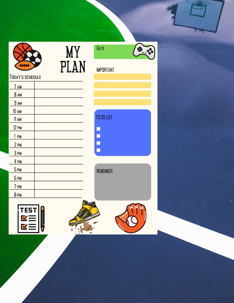 Sports Planner KIDS Can Manage Tasks on Schedule Unlimited | Etsy