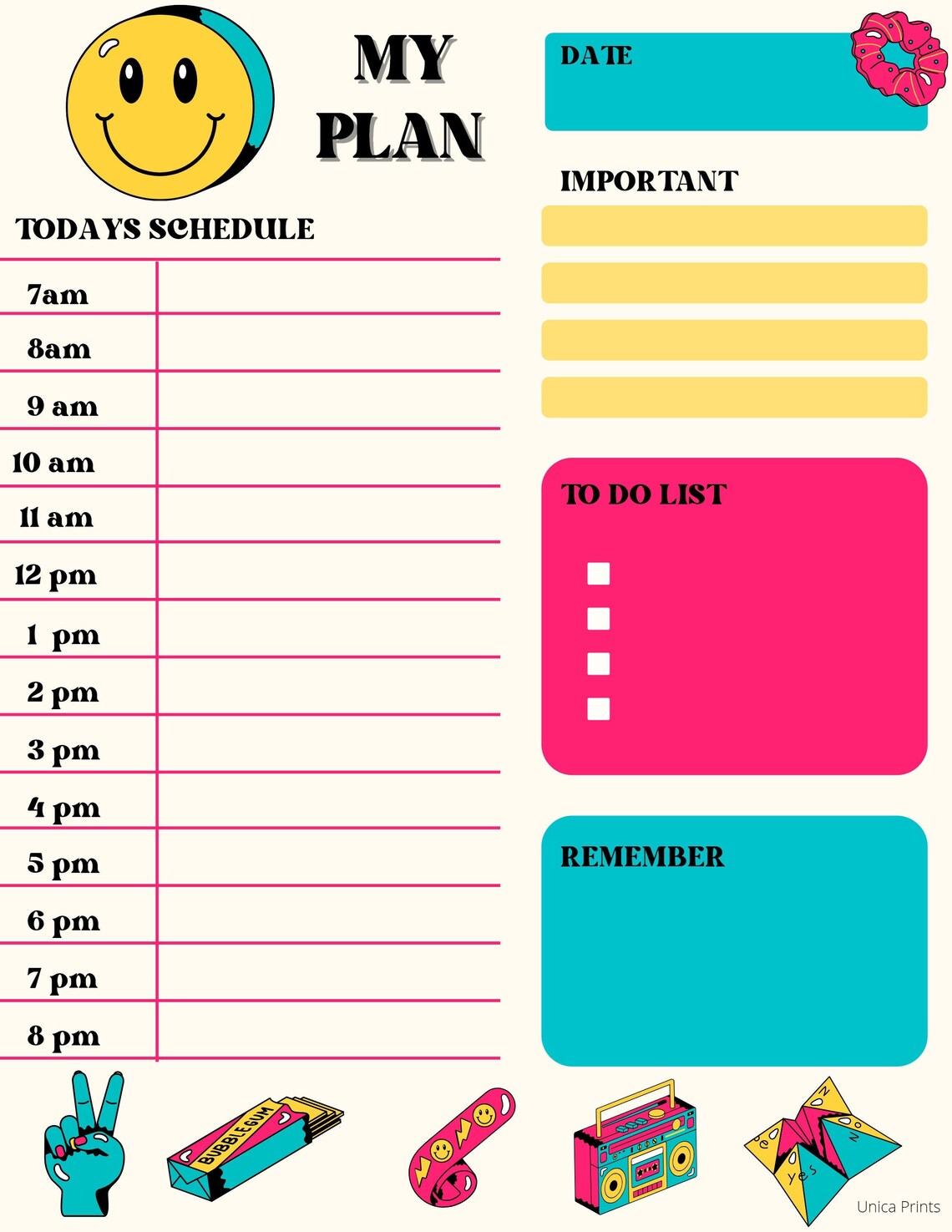 Planner Kids Organize Hourly COMPLETE Daily Tasks To-do | Etsy