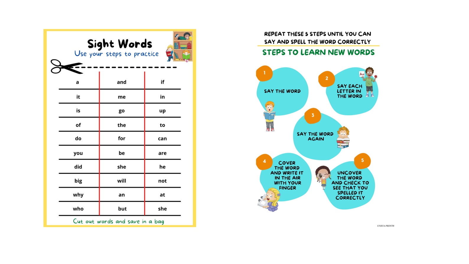 Learn to READ | 5 Step Guide | 30 Sight WORDS Cut-out Worksheet | Pre-k ...
