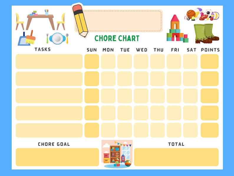 Chore Chart for Kids to Learn Responsibility and Positive Behaviors - Etsy