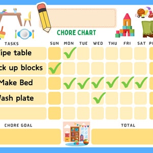 Chore Chart for Kids to Learn Responsibility and Positive Behaviors - Etsy