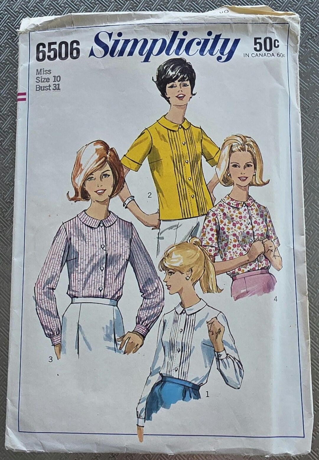 Ladies Blouse Vintage Sewing Pattern, Simplicity 6506, Size 10 (bust 31 ...
