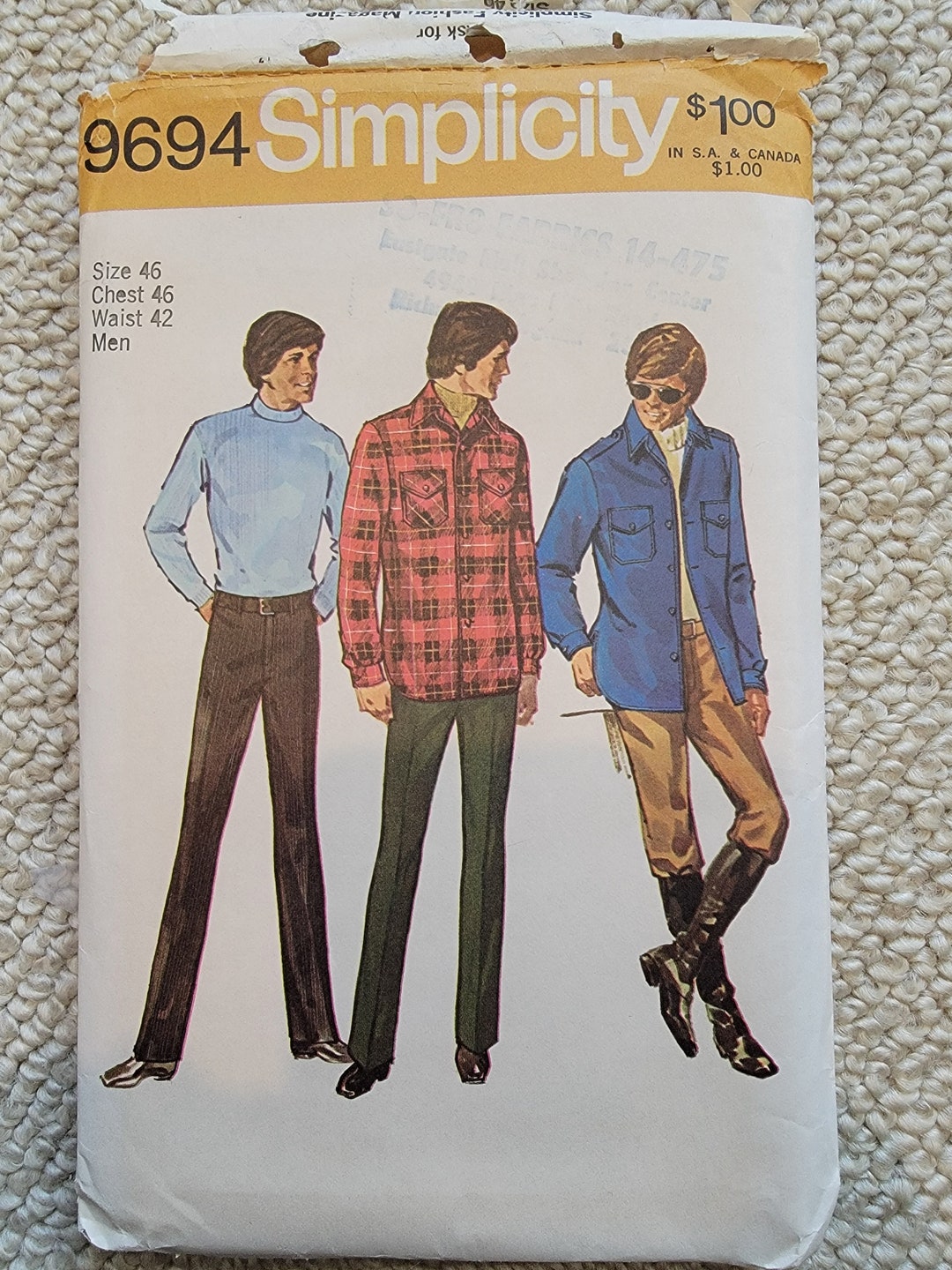 Simplicity 9694 Sewing Pattern - Men's Pants and Shirt-jacket - Size 46 ...