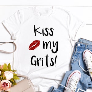 Kiss My Grits SVG Humorous SVG Lips SVG Southern Saying | Etsy