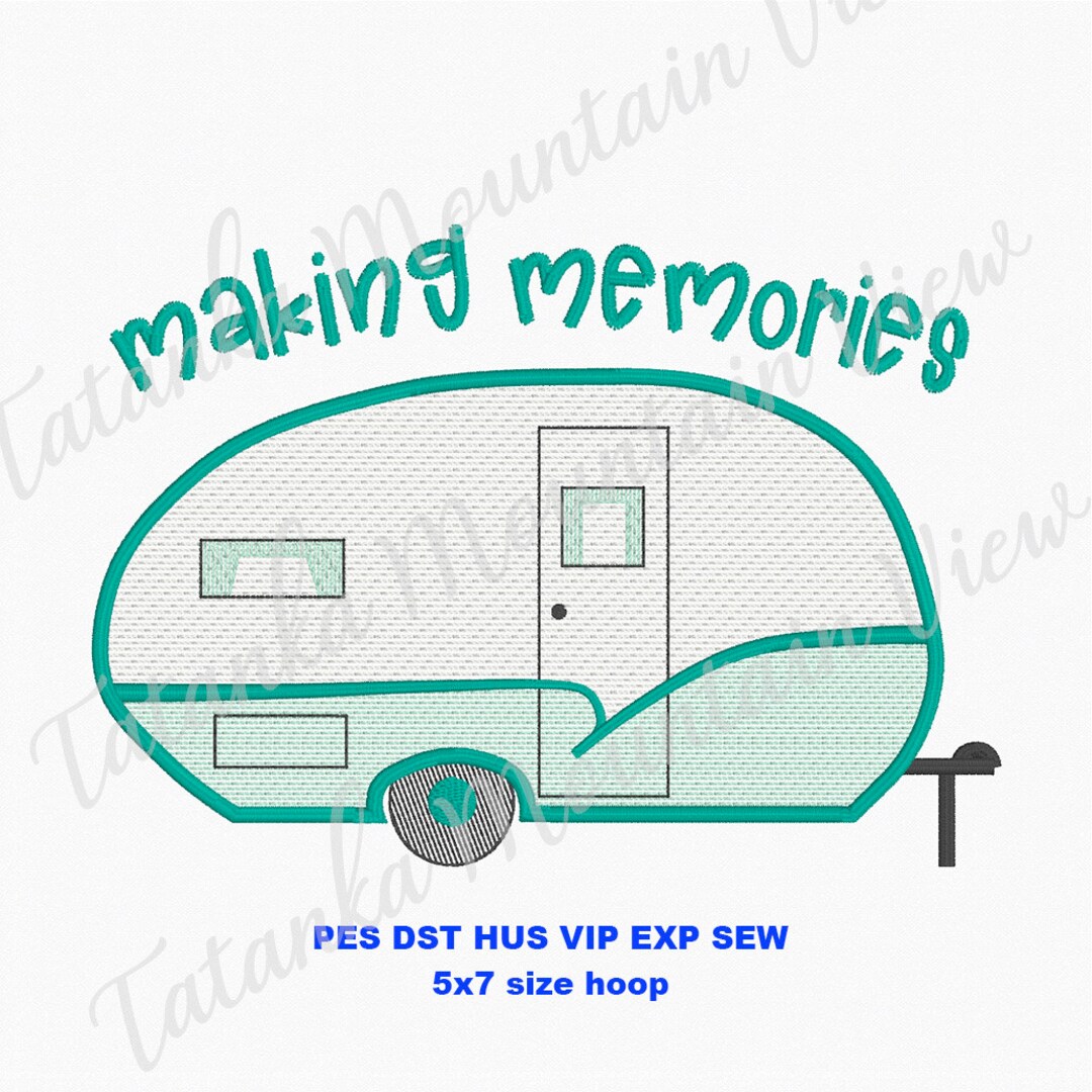 Camper, RV, Camping, Vintage Camper Machine Embroidery, Retro, Quick ...