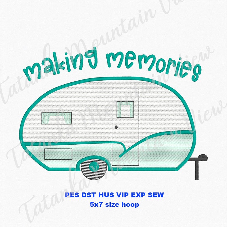 Camper, RV, Camping, Vintage Camper Machine Embroidery, Retro, Quick ...
