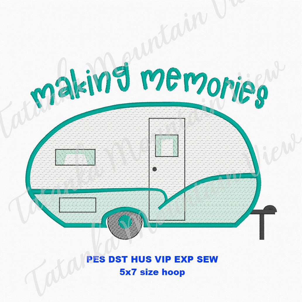 Camper, RV, Camping, Vintage Camper Machine Embroidery, Retro, Quick ...