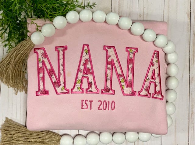 NANA Appliqué Machine Embroidery Design, NANA Curve Design, Varsity ...