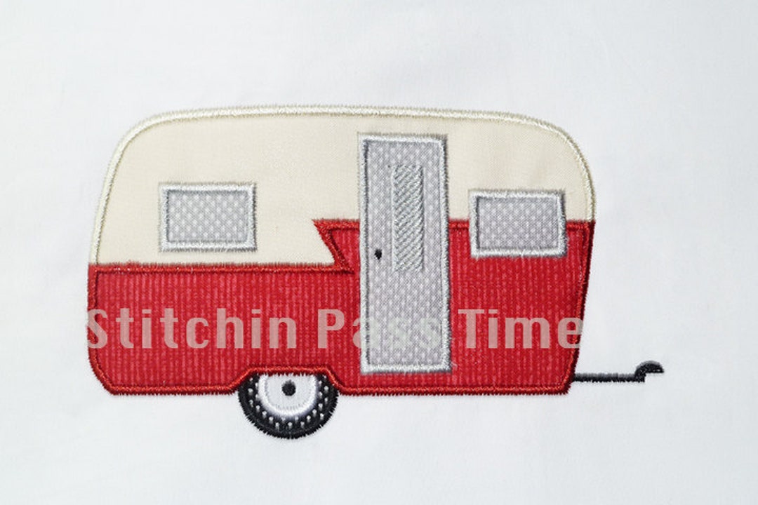 Applique Camper, Vintage Camper, Vintage Applique, Vintage Embroidery ...