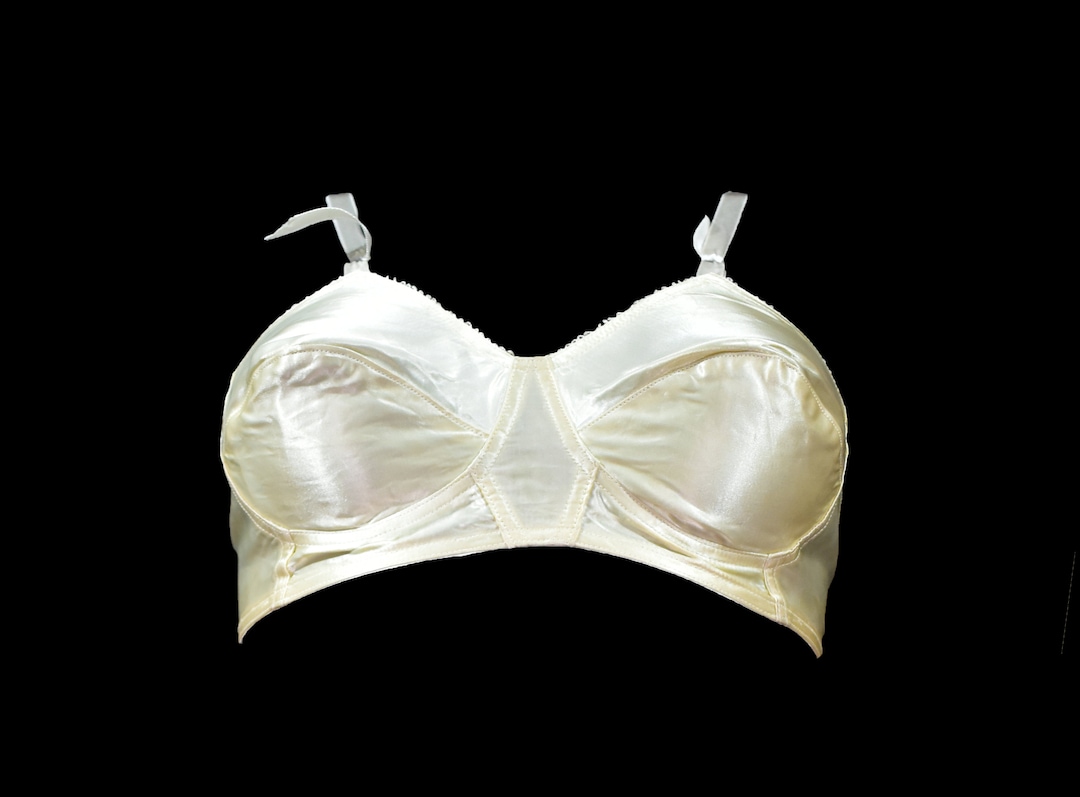 30's 40's Ivory Bra Satin Old Hollywood Goddess Bralette Full Cup Non ...