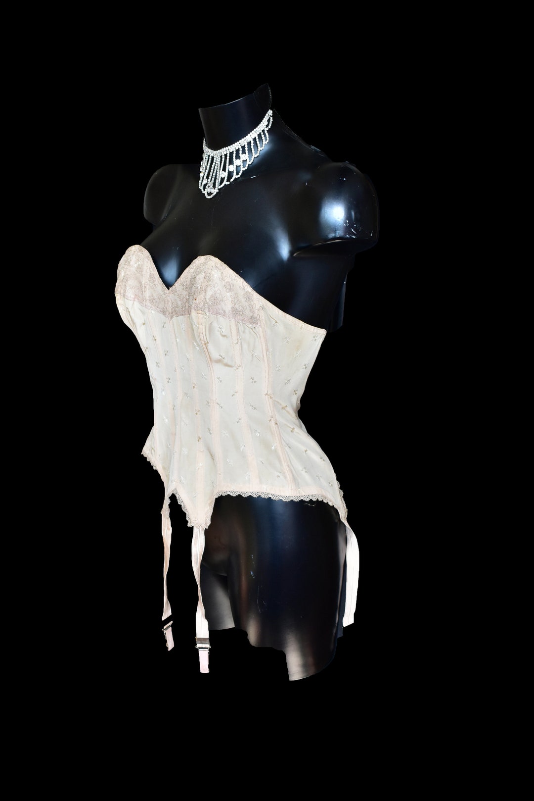 50's Corset Full Body Girdle Pale Peach New Suspenders Burlesque ...