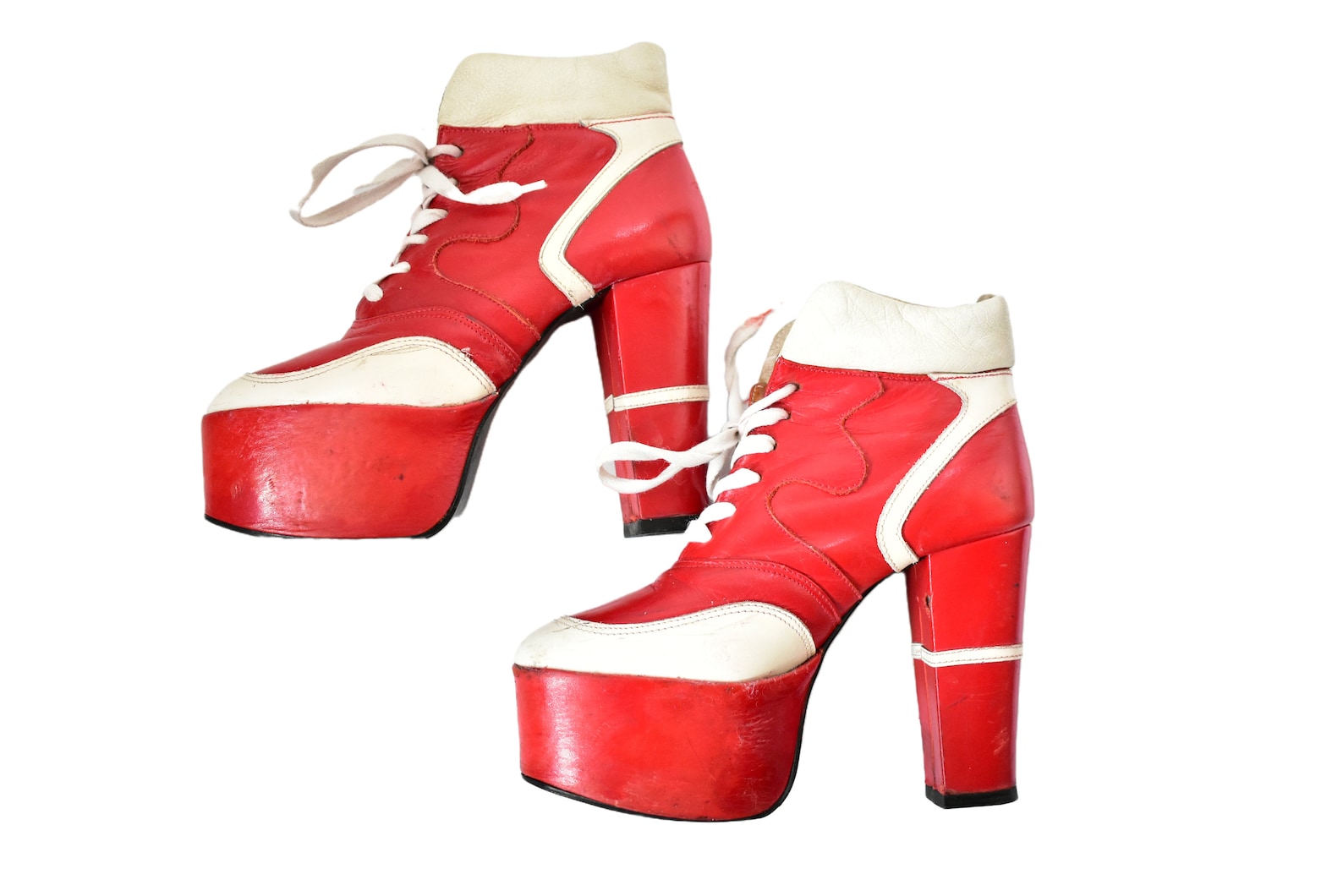 Vintage Platform Shoes Red White Collectors Ladies Succhi - Etsy