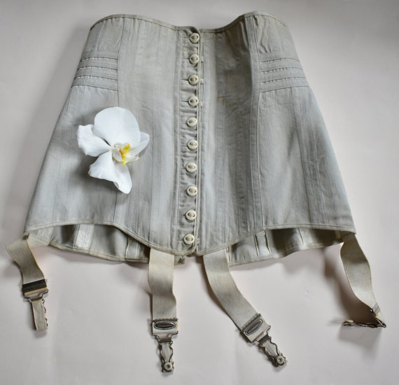 Original Edwardian girdle corset Coutil cotton antiqu… - Gem