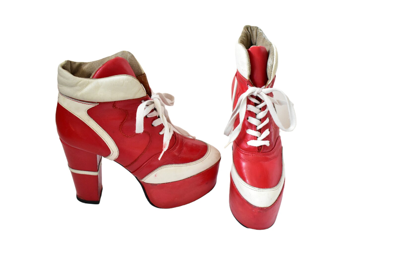 Vintage Platform Shoes Red White Collectors Ladies Succhi - Etsy