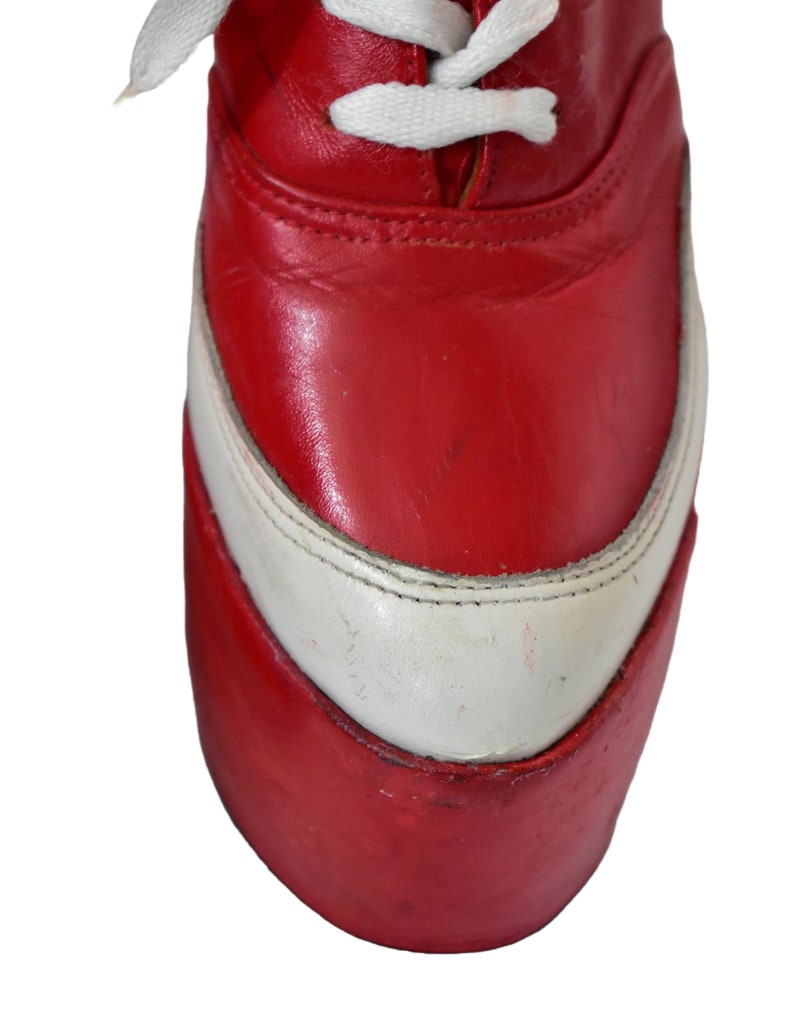 Vintage Platform Shoes Red White Collectors Ladies Succhi - Etsy