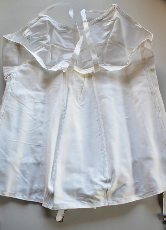 Shapewear white cotton & satin all in one corselet tu… - Gem