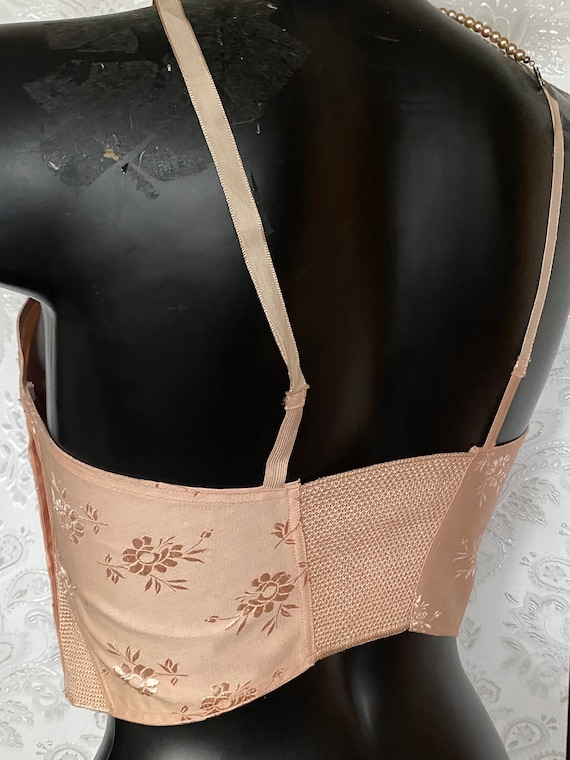 20's 30's bras vintage longline brocade pink peach - Gem