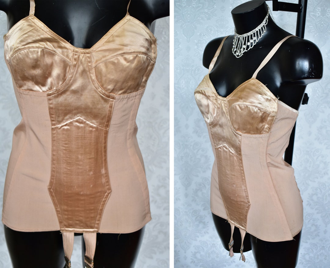 Corselet Full Body Girdle Foundation Thirties Rose Pink New Satin Dress ...
