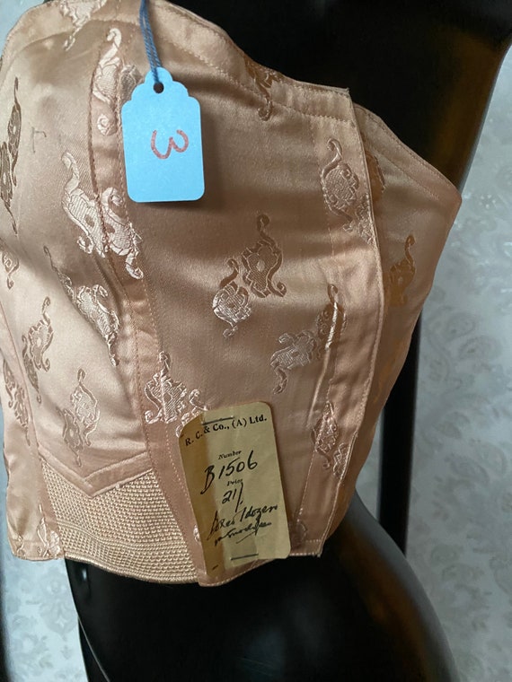 20's 30's bras vintage longline brocade pink peach - Gem