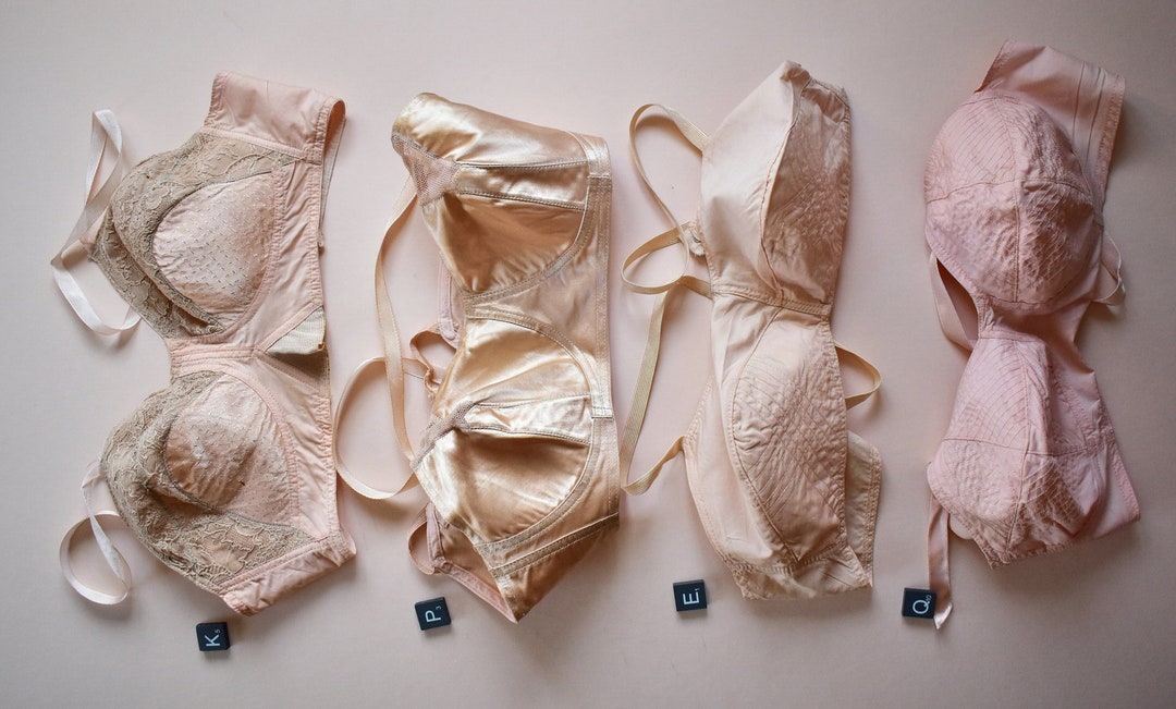 Vintage Bras 30's 50's Rose Pink Satin Bullet Bras - Etsy UK