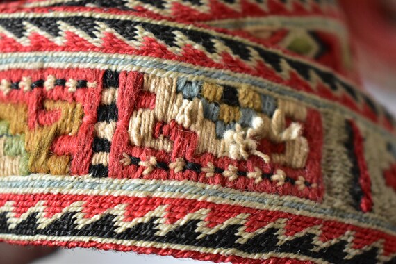 Antique braid woven wool upholstery trim Aztec styling - Gem