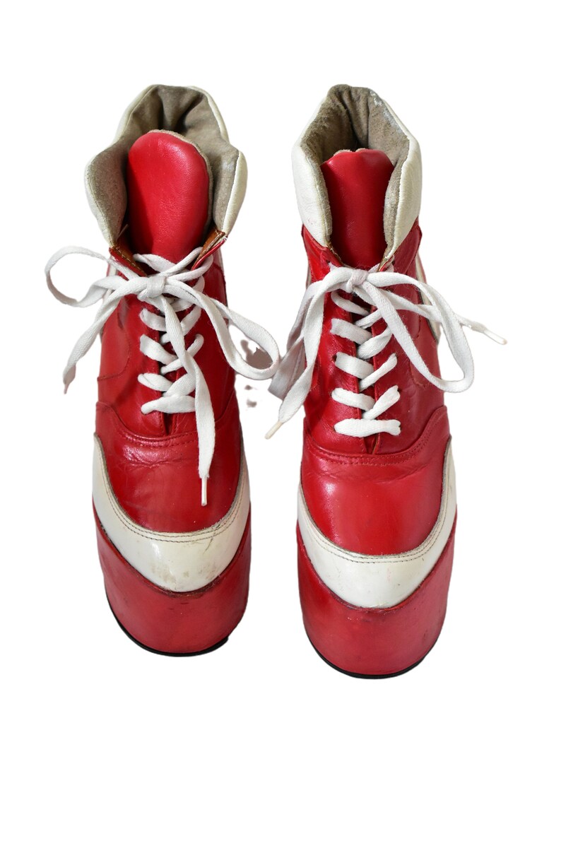 Vintage Platform Shoes Red White Collectors Ladies Succhi - Etsy