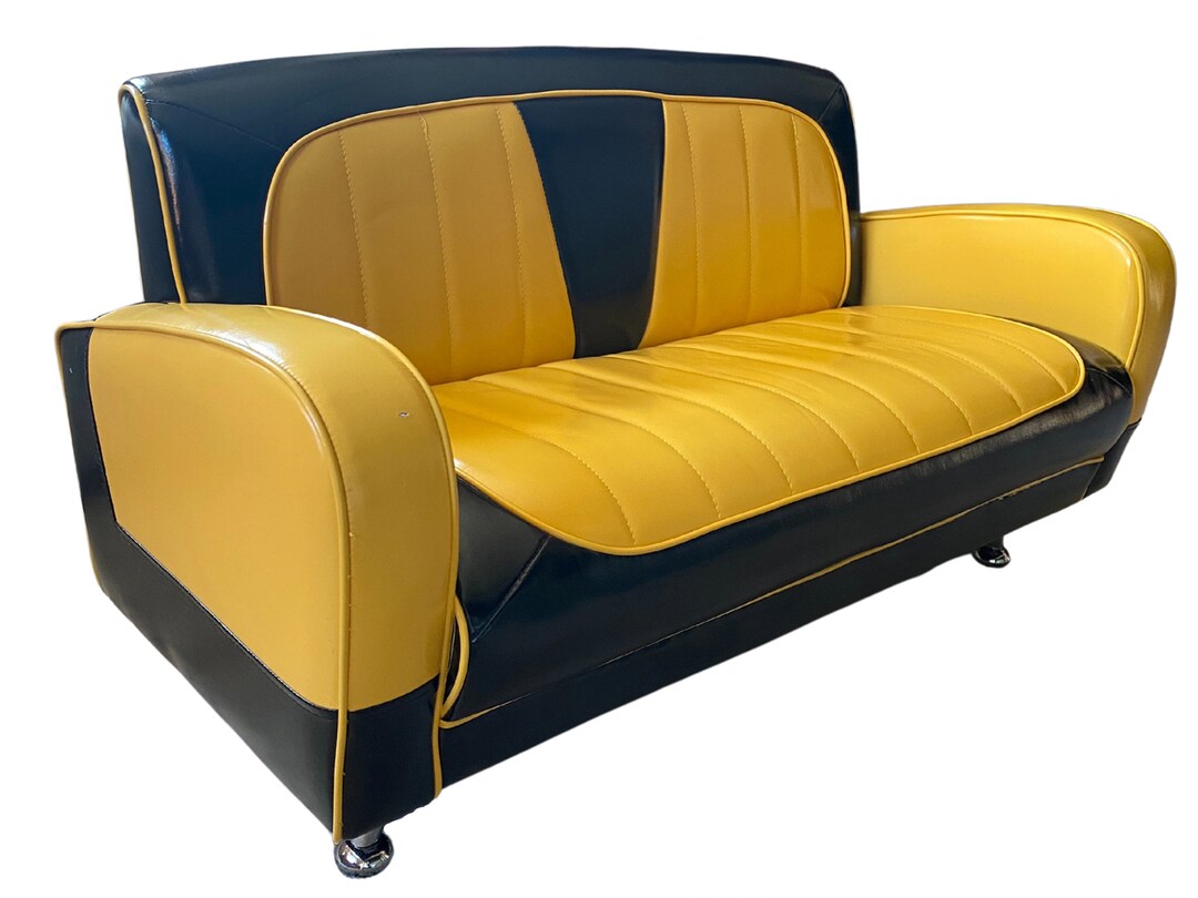 Mini Sofa Retro Diner Car Seat Yellow Black Child's Tiny - Etsy