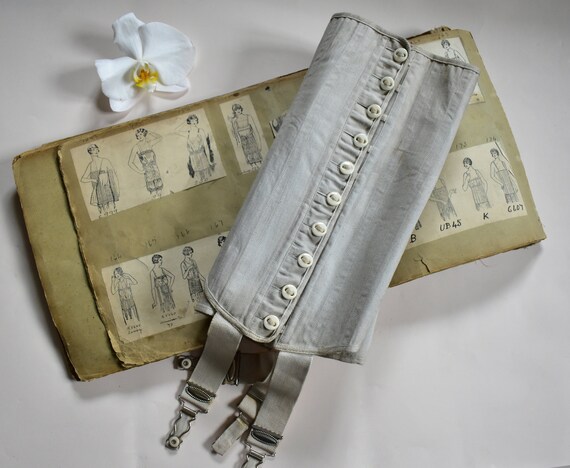 Original Edwardian girdle corset Coutil cotton antiqu… - Gem