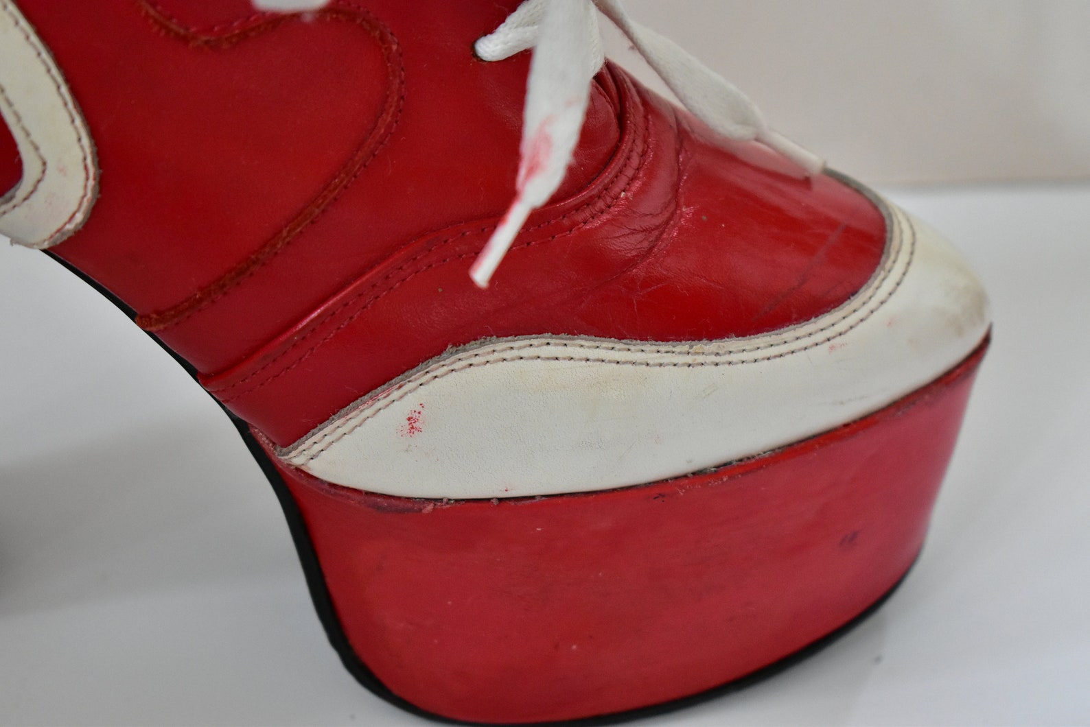 Vintage Platform Shoes Red White Collectors Ladies Succhi - Etsy