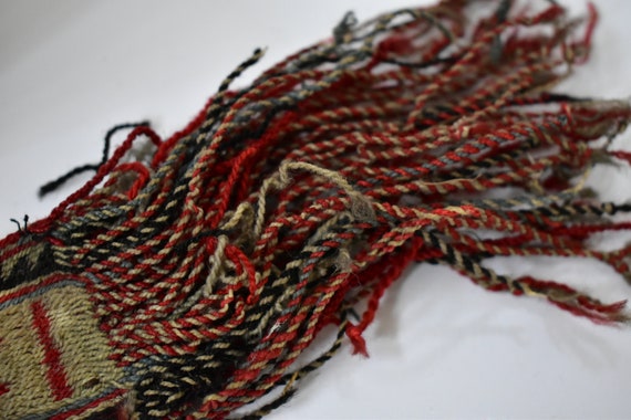 Antique braid woven wool upholstery trim Aztec styling - Gem