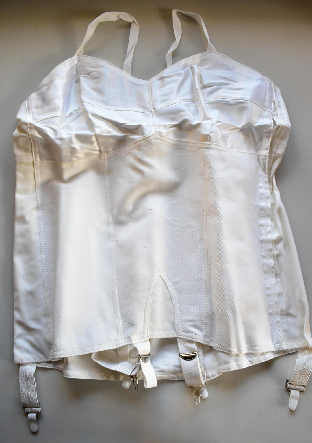 Shapewear White Cotton & Satin All in One Corselet Tummy Control ...