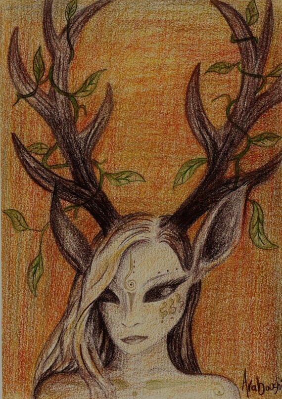 DEER WOMAN Greeting Card shamanic Spiritual Goddess New Age | Etsy