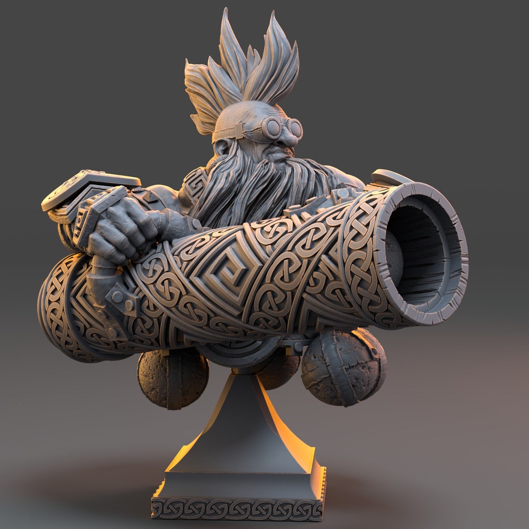 Yul Kaboom Dwarf Gunner Miniature Portrait Bust Dwarven Alchemist ...