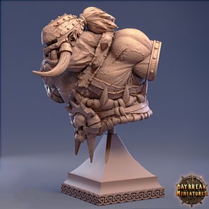Helmeted Orc Barbarian Warrior Monster Portrait Bust Jugger Hochmann Armored Ork Warrior ...
