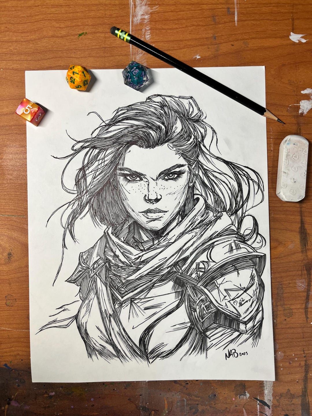 Hand-drawn Commission Fantasy Character Portrait | Custom Inked RPG Art ...