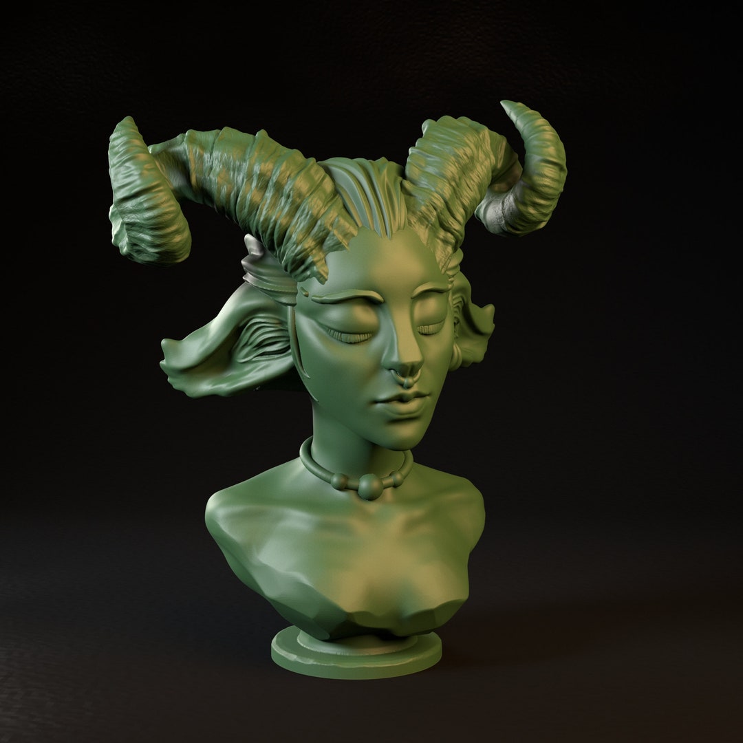 Female Faun Miniature Bust Saytr Bard Feywild Table Top Role Playing ...
