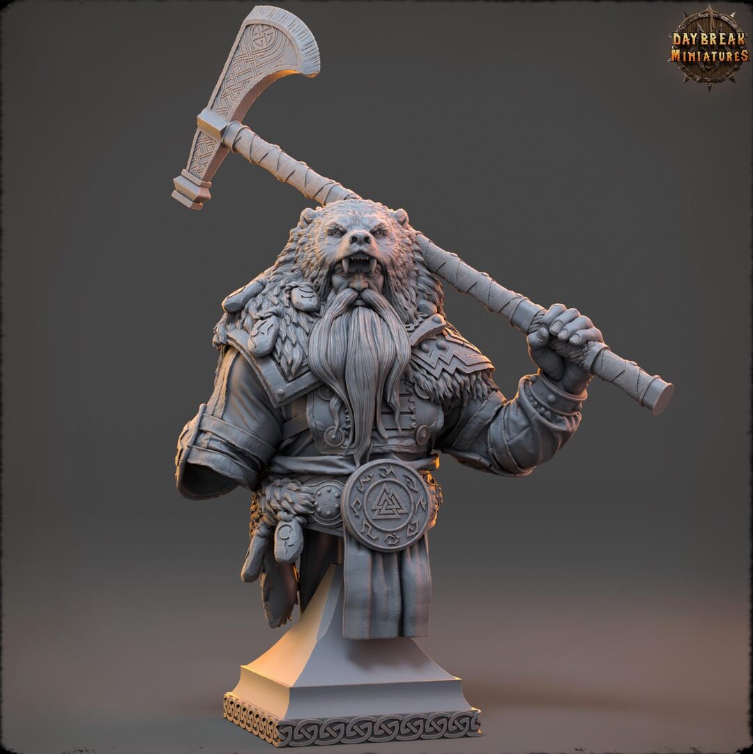 Winter Guard Barbarian Ragnar Wolfslayer Adventurer Miniature Portrait ...