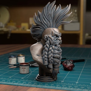 Mohawk Dwarf Portrait Bust Miniature Model Dungeons and Dragons ...