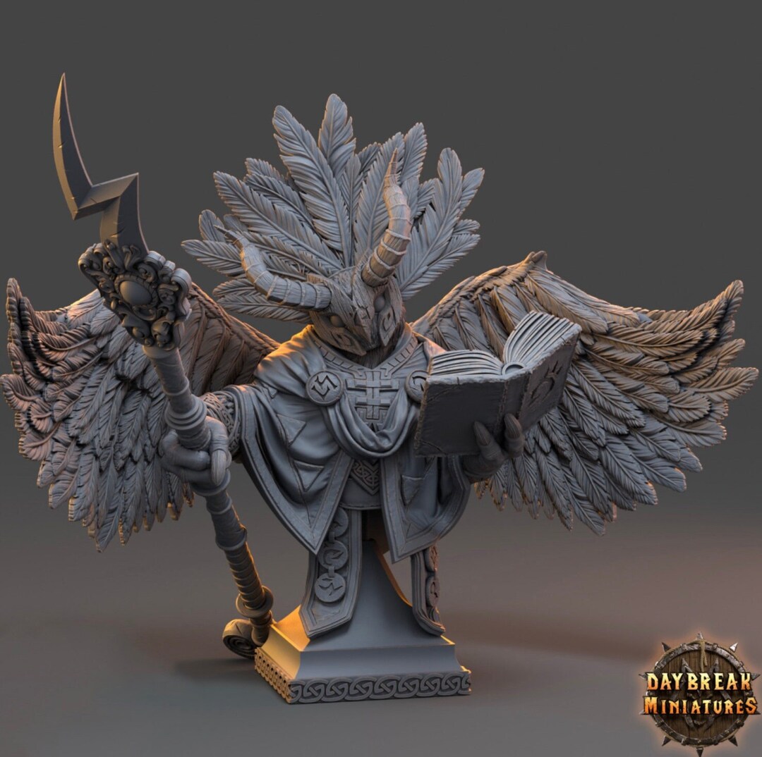 Derment of the Black Clouds Owl Wizard Monster Miniature Portrait Bust ...