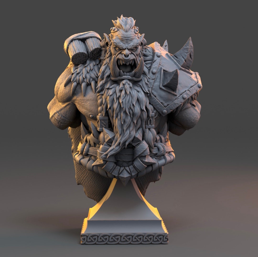 Rutger Gausshammer Orc War Lord Monster Miniature Portrait Bust Ork ...