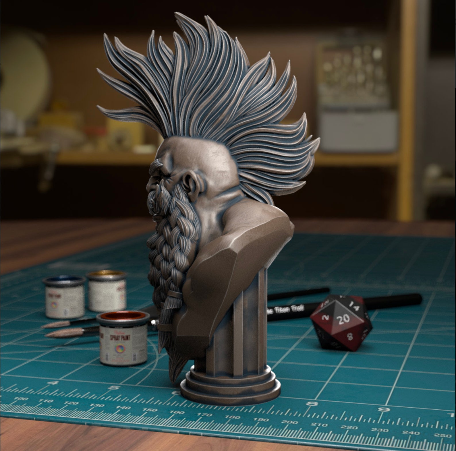 Mohawk Dwarf Portrait Bust Miniature Model Dungeons and - Etsy