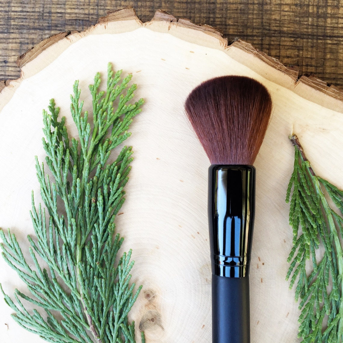 Large Rounded Face Brush Brown Vegan Faux Cruelty Free | Etsy