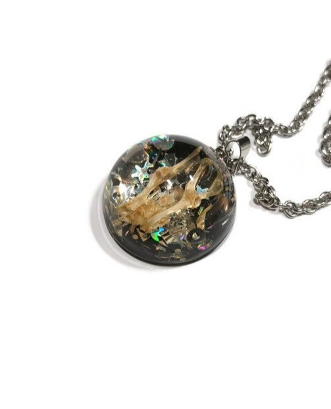 Mouse Pelvis Necklace, Real Bone Jewelry, Holographic Space Dome ...