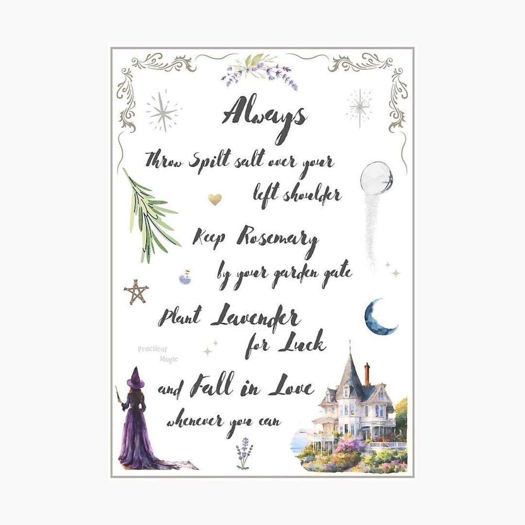 Practical Magic House Watercolor Art Print - Witches Quote (digital ...