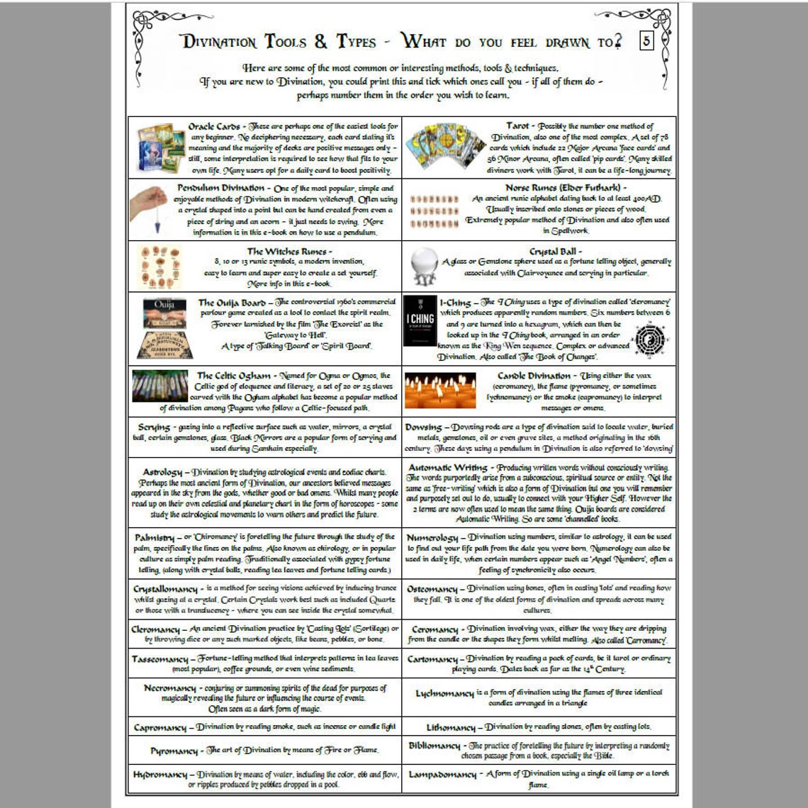 DIVINATION Tools & Techniques - a 17 Page Introduction or Overview E ...