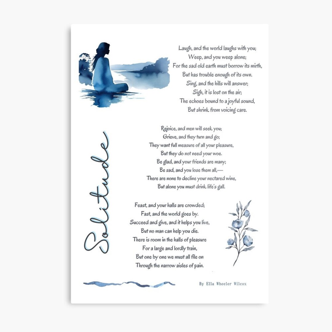 A4 SOLITUDE - Poem by Ella Wheeler Wilcox Instant Digital Download ...