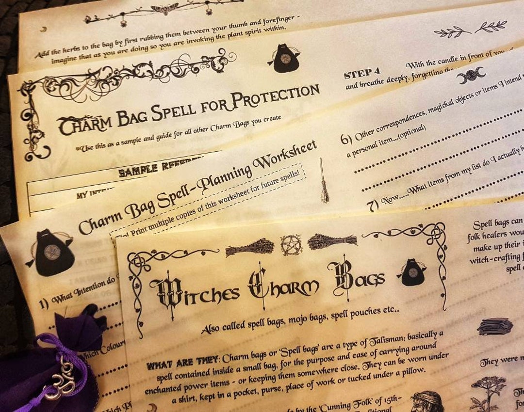CHARM BAGS -how to Make Spell Bags - Book of Shadows Artwork Pages ...