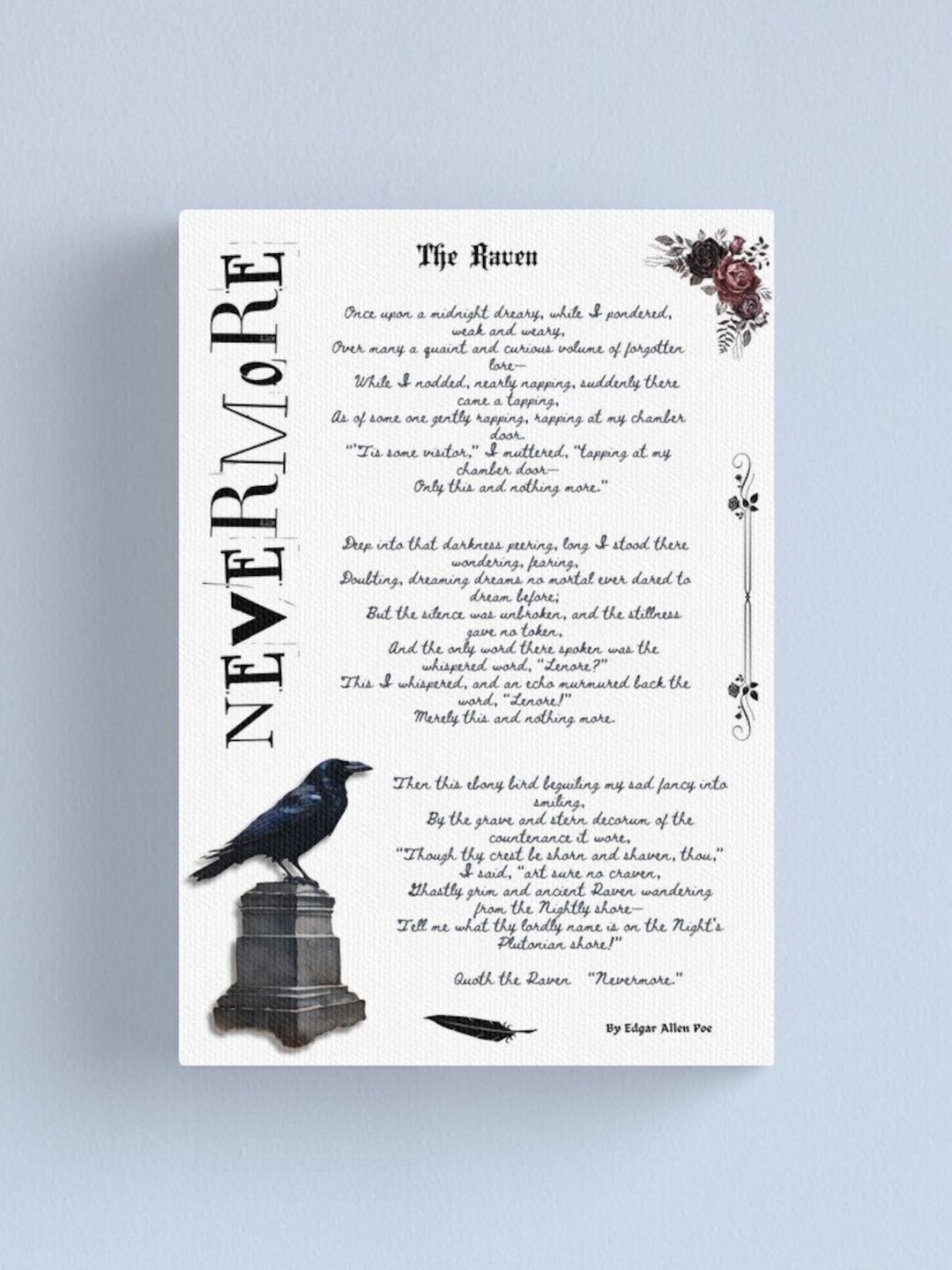 NEVERMORE the Raven by Edgar Allen Poe Poem Story Verses Instant ...