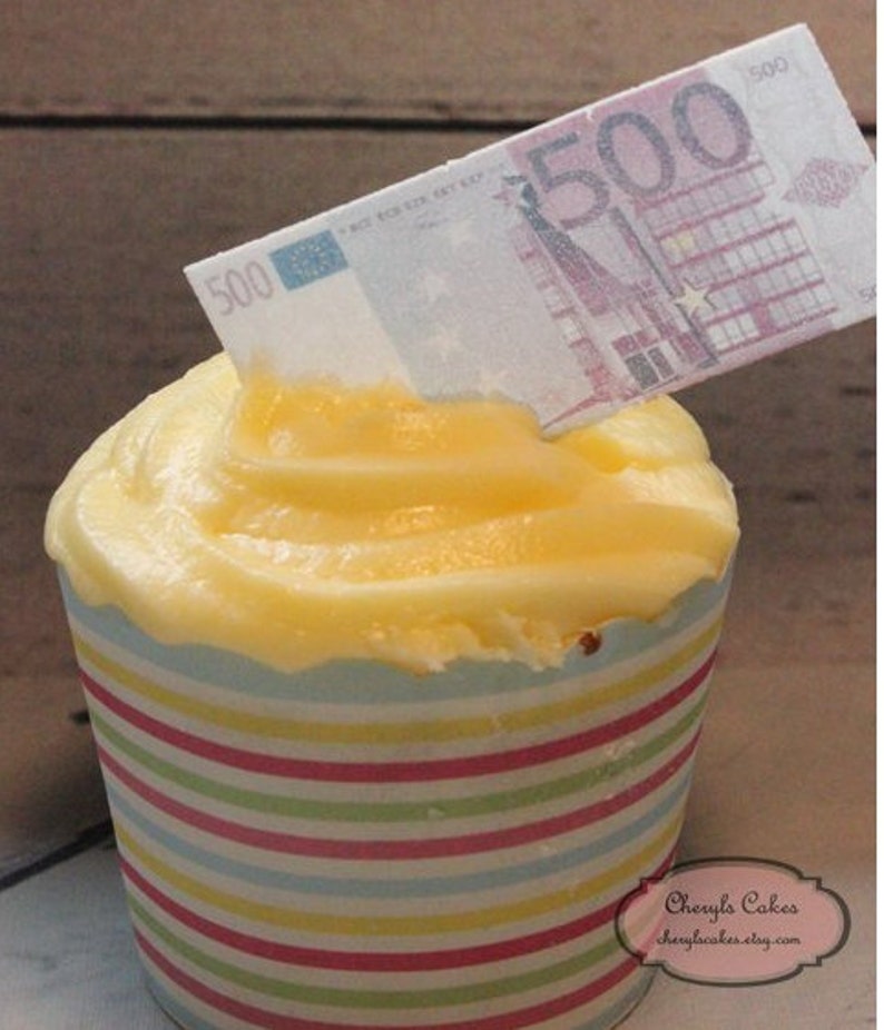 Stand up Edible Money Cupcake Toppers 21 'notes' per - Etsy UK